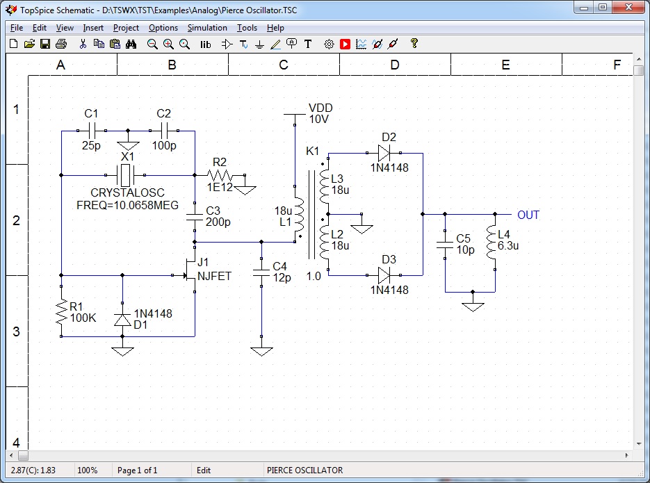 TopSpice Circuit Simulator Copyright (c) 1991-2022 Penzar Development